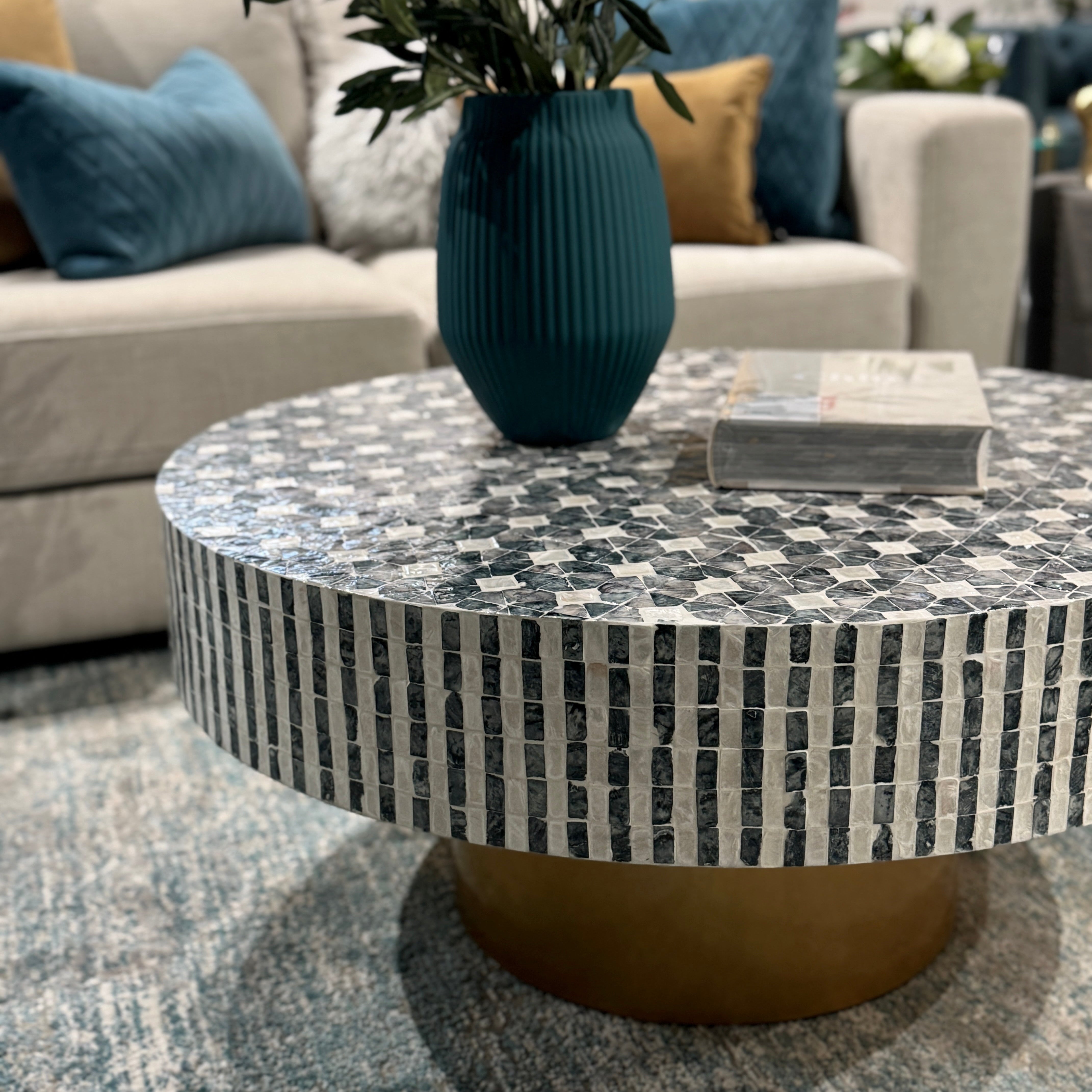 Buy Calypso Blue Shell Inlay Design Coffee Table in Perth, Osborne Park ...