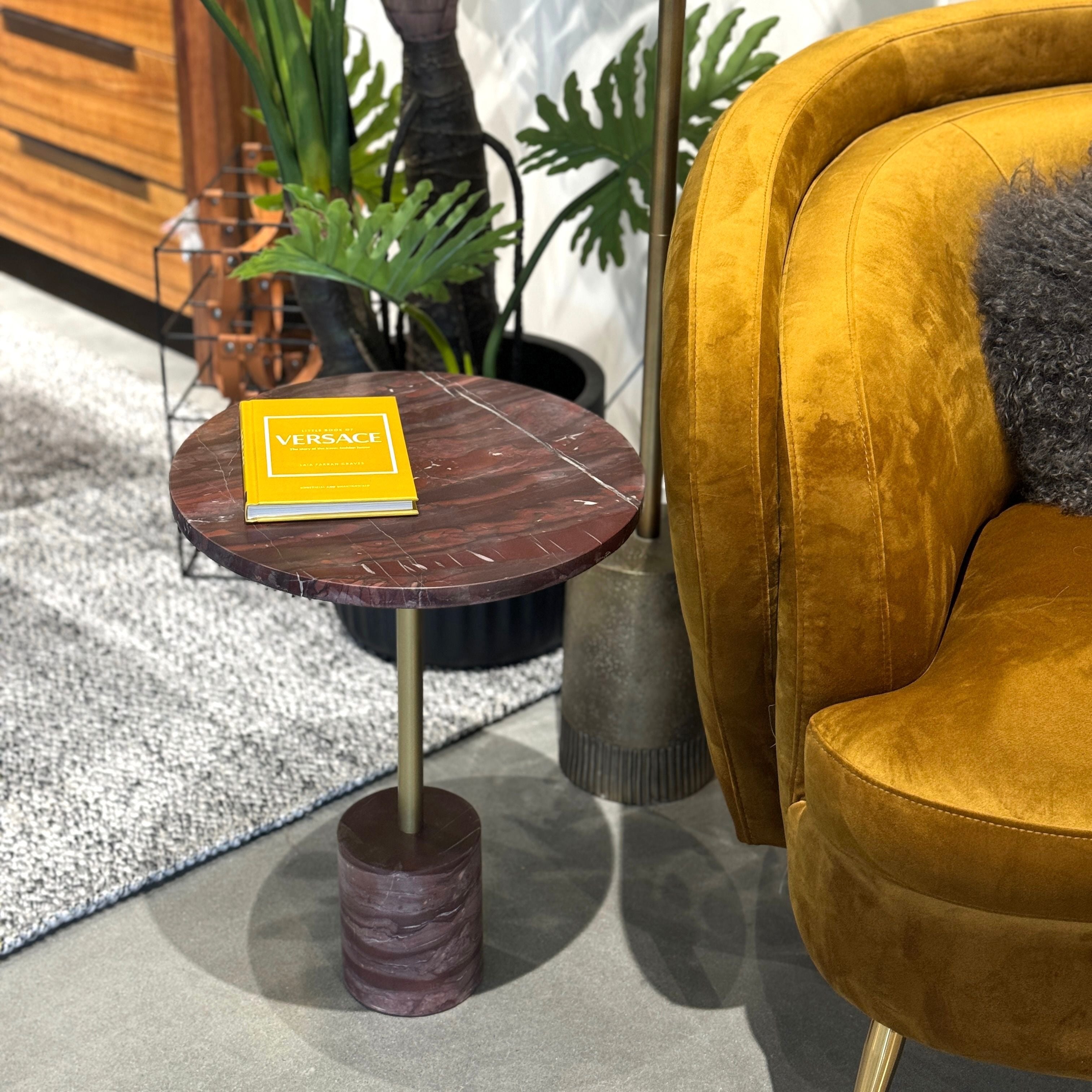 Sienna Marble Side Table - Claret – The Furniture Gallery