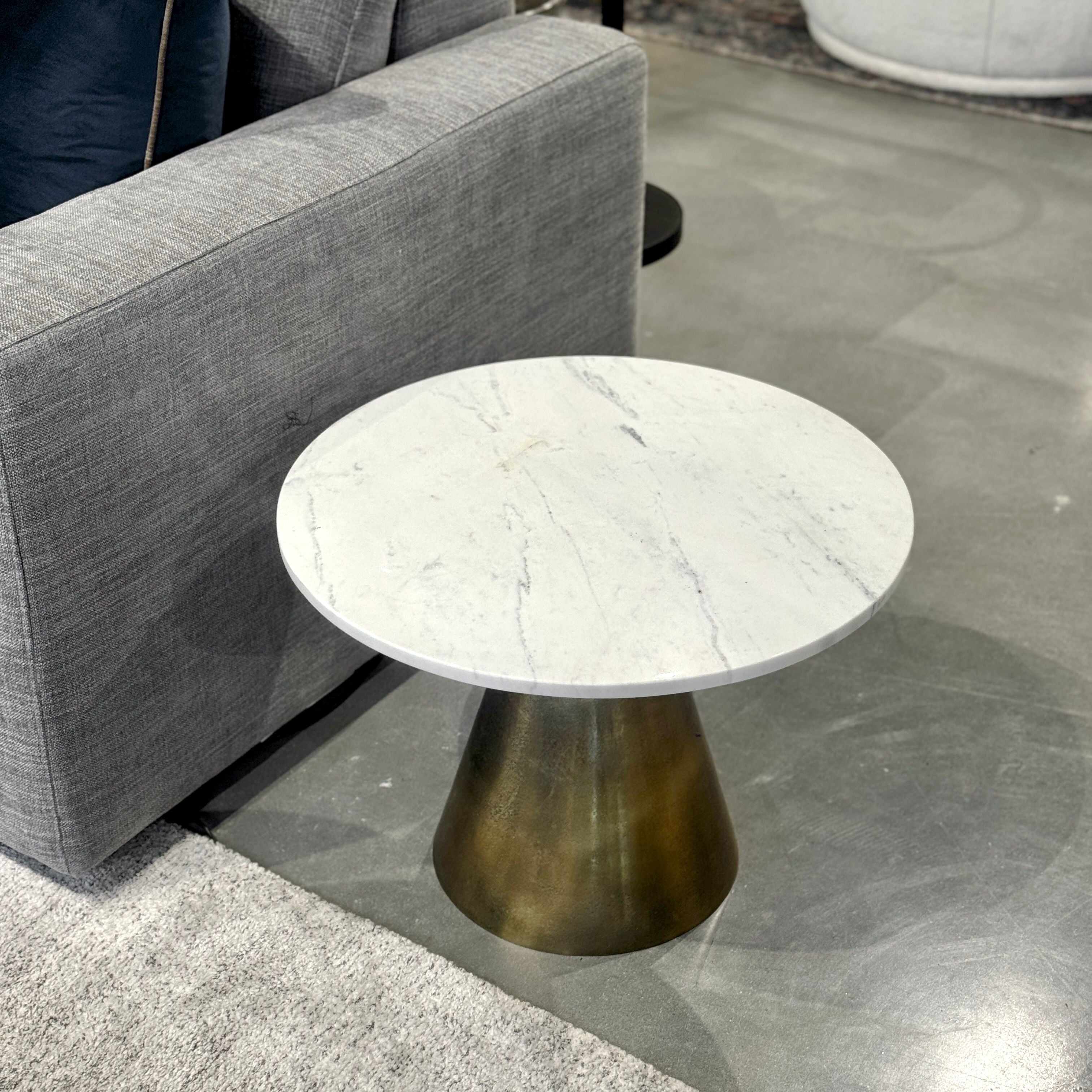 Cone Side Table - Marble top with Brass Base – The Furniture Gallery